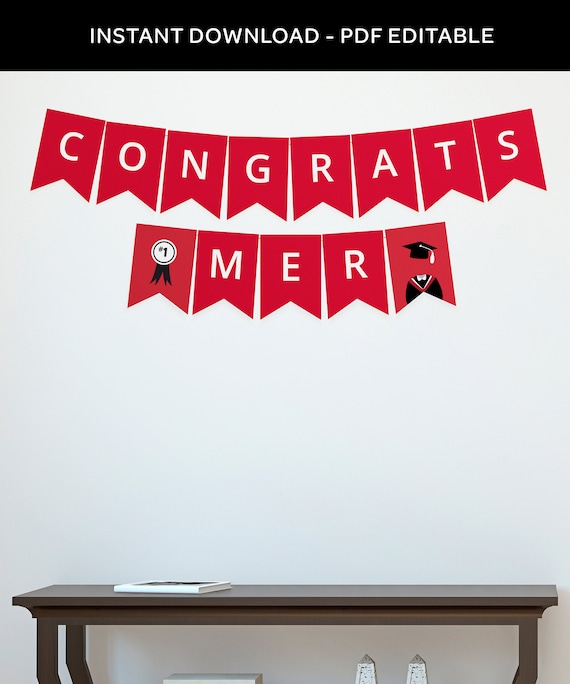 Congratulations Banner Graduation Banner Printable EDITABLE | Etsy