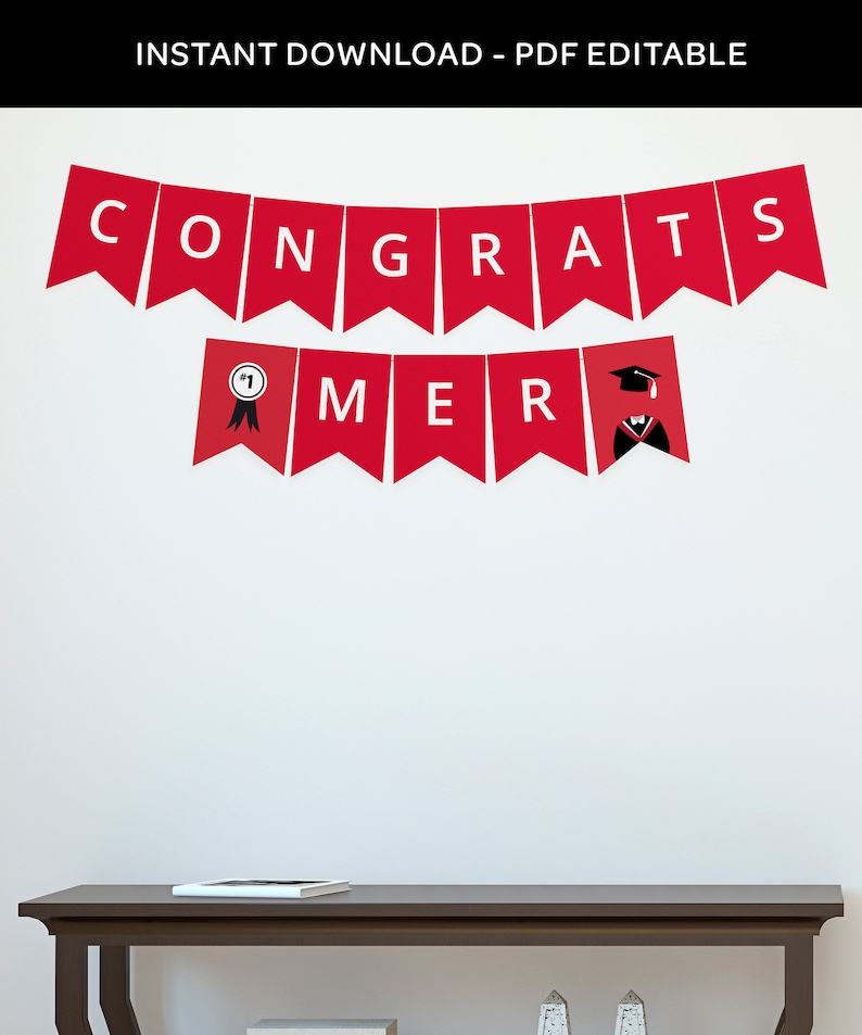 Congratulations Banner Graduation Banner Printable EDITABLE | Etsy