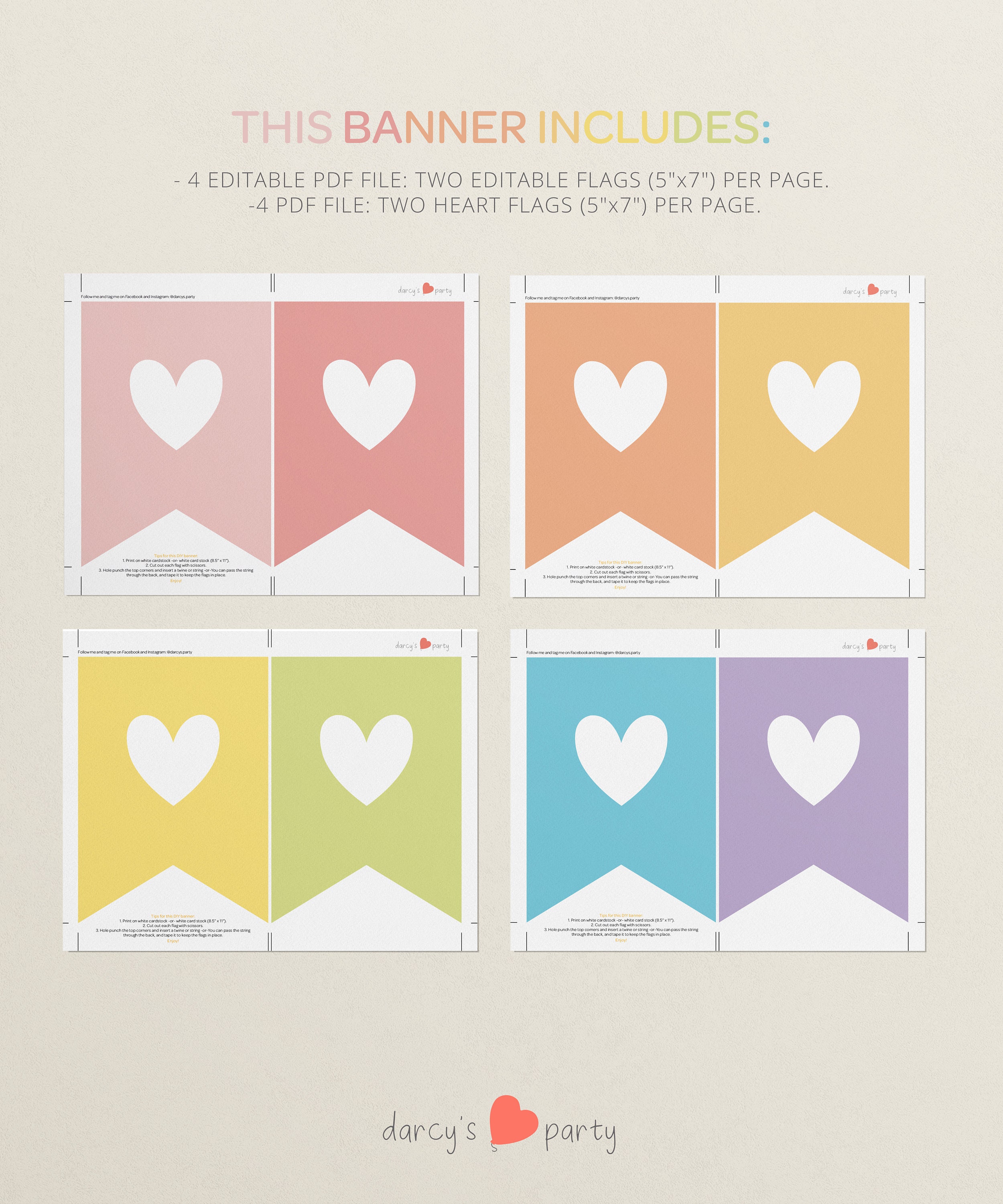 EDITABLE Printable Banner Multi-coloured Happy Birthday - Etsy