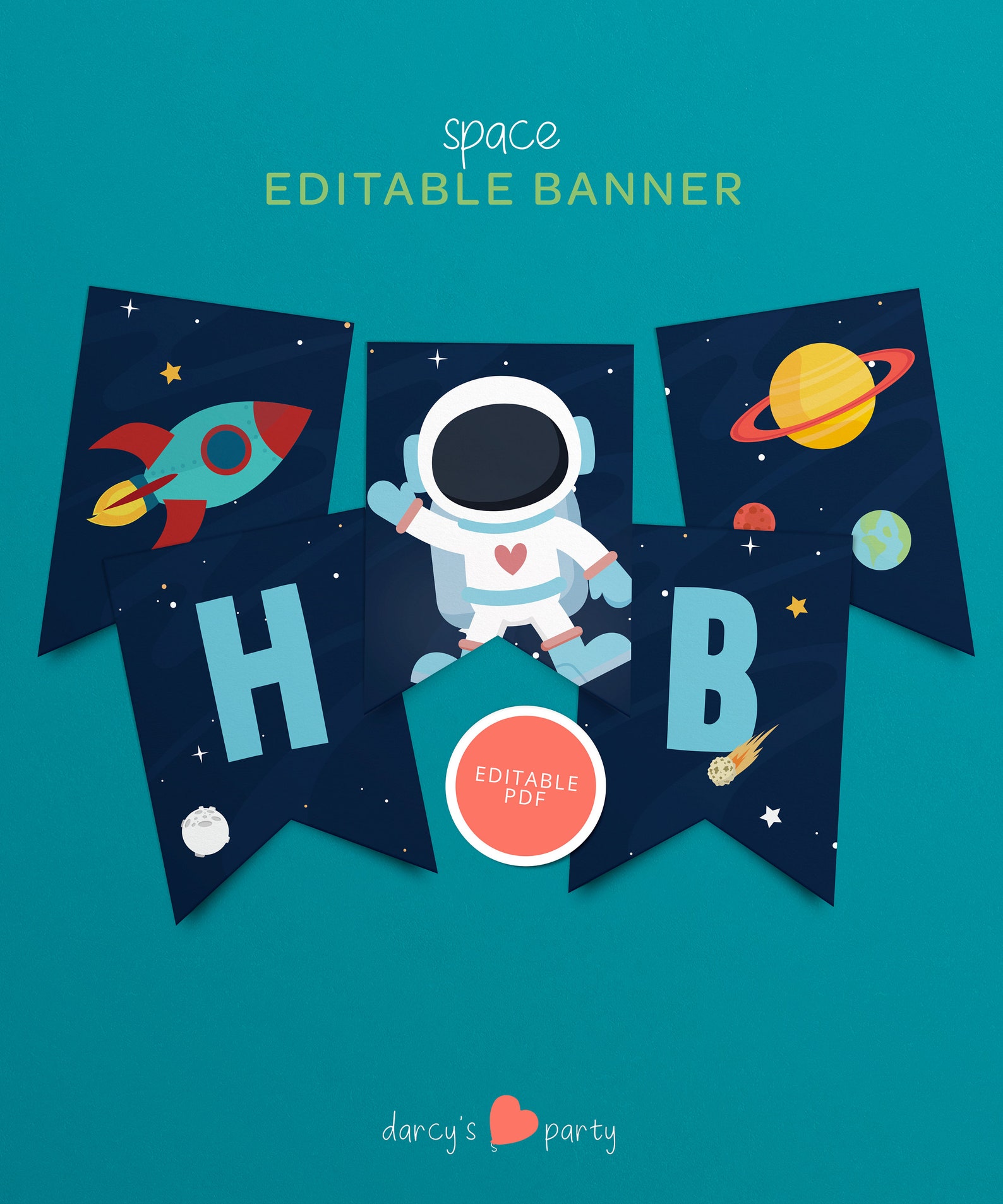 Space Birthday Decoration EDITABLE Printable Banner Happy - Etsy