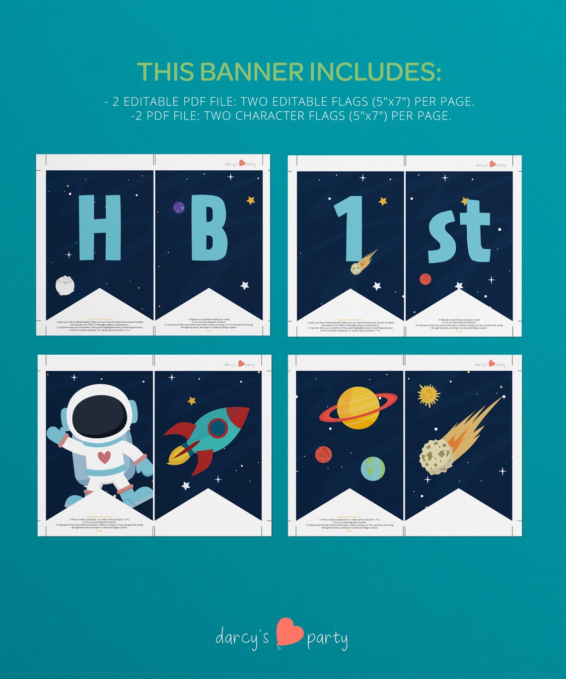 Space Birthday Decoration EDITABLE Printable Banner Happy | Etsy