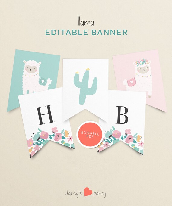 Llama Banner Llama Happy Birthday Banner Llama Party Llama | Etsy