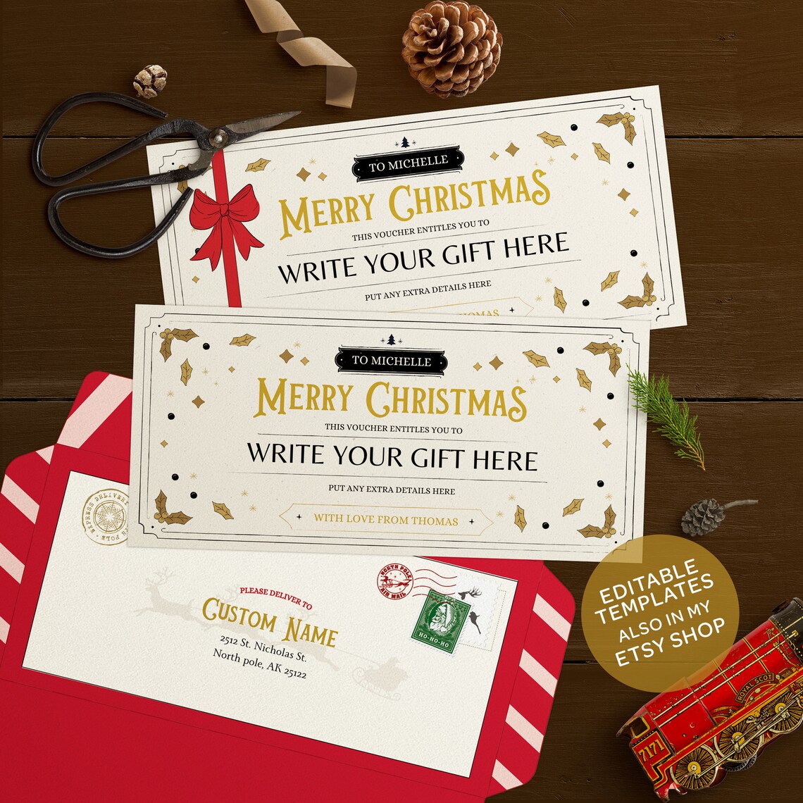 Printable North Pole Mail Envelope Editable Letter From Santa Envelope ...