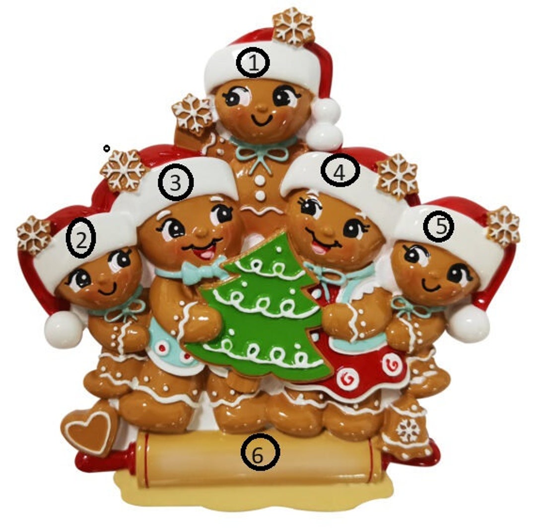 Gingerbread Family of 5 Mom Dad Girl Boy Kids Children Grandma - Etsy