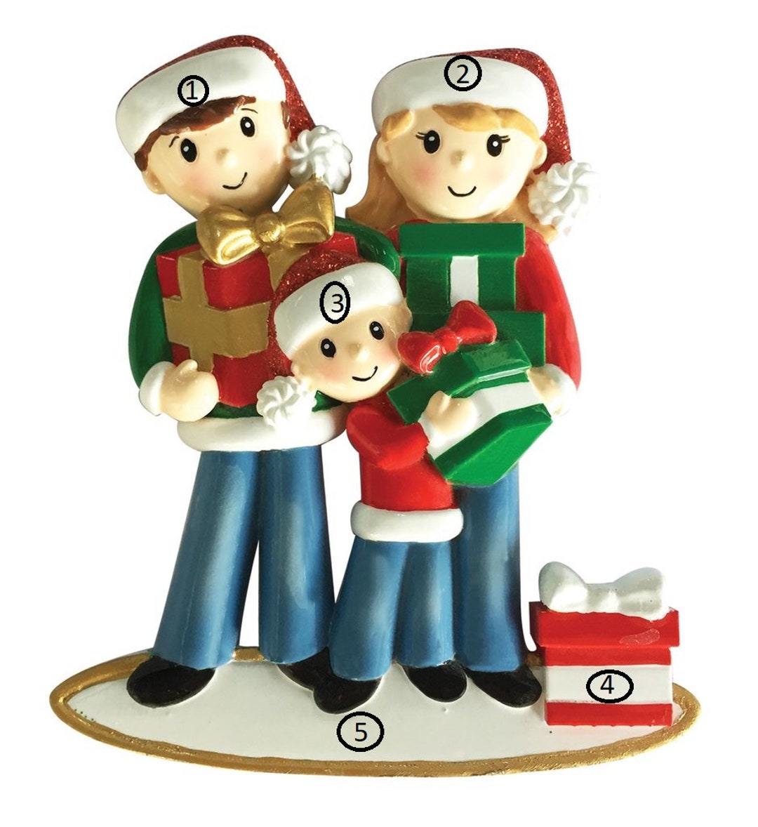 Family of 3 Mom Dad Girl Boy Child Kid Personalized Christmas Tree ...