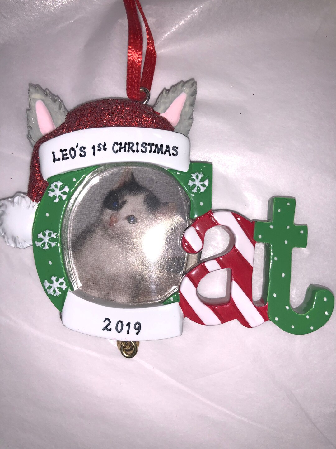 My First Pet Kitten Cat Picture Photo Frame Personalized Christmas Tree ...