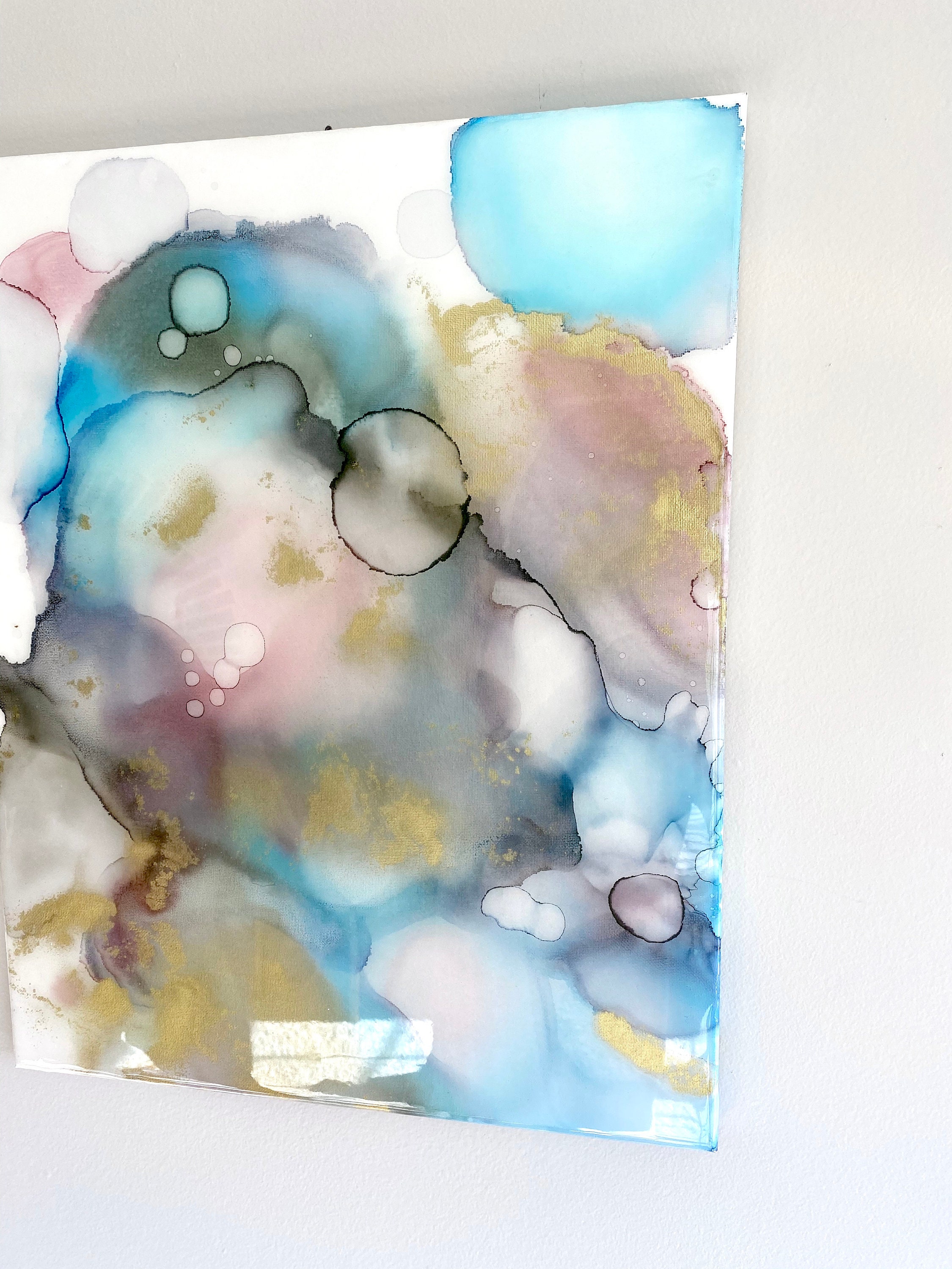 Abstract Resin Coat Alcohol Ink Wall Art, Alcohol Ink Fluid Painting ...