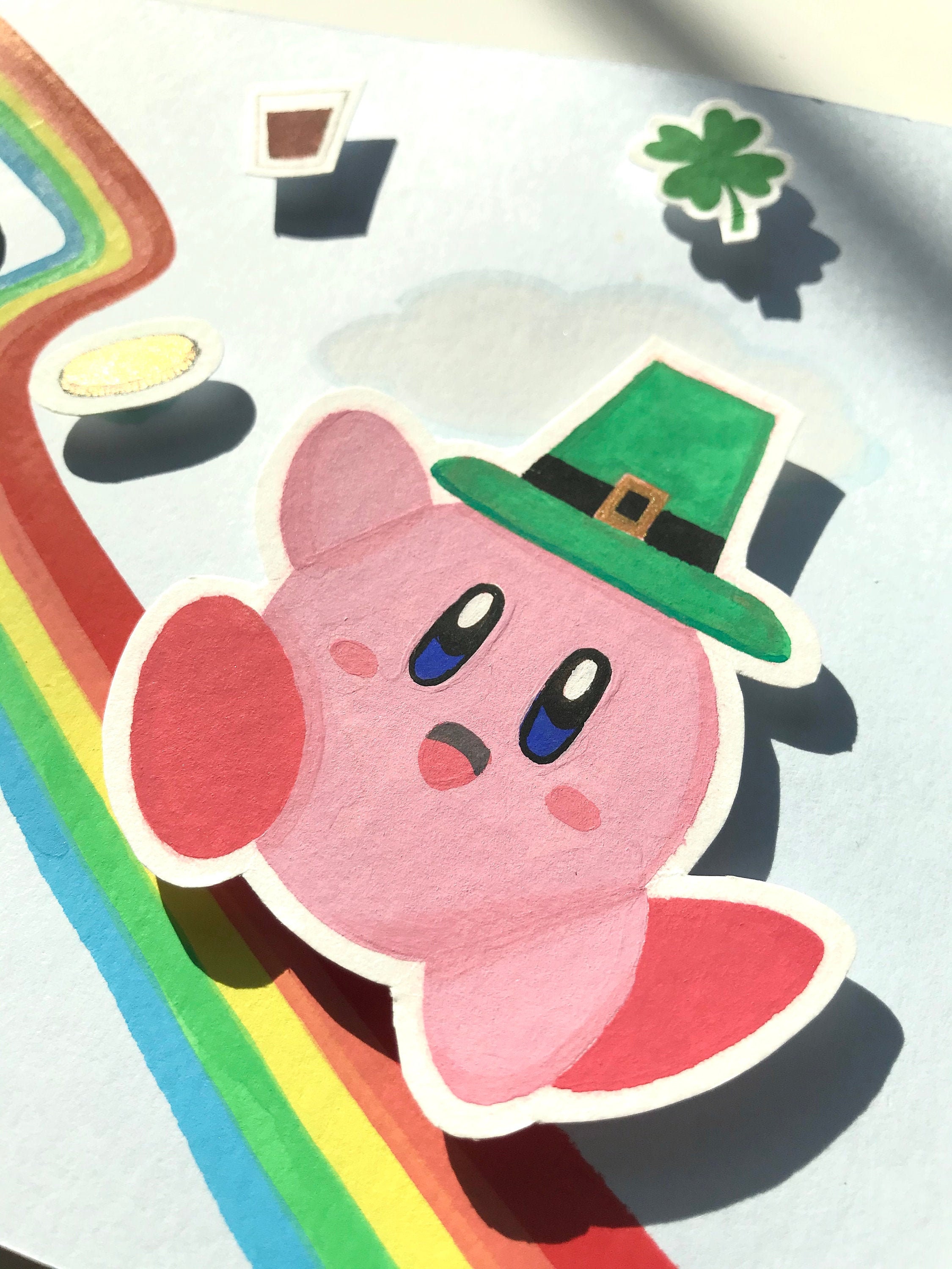 Cute Irish Kirby Rainbow Kawaii St. Patrick's Day - Etsy