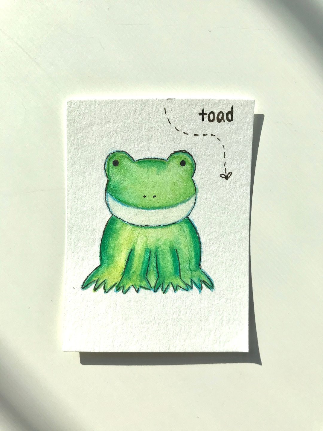 Cute Green Frog Toad, Children's Illustration Style Card Painting, Mini ...