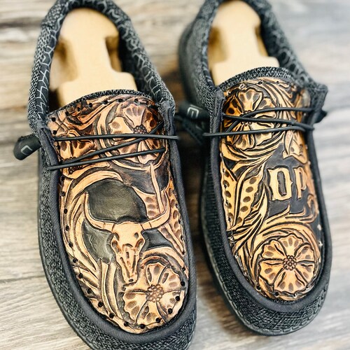 Tooled Leather Shoes - Etsy