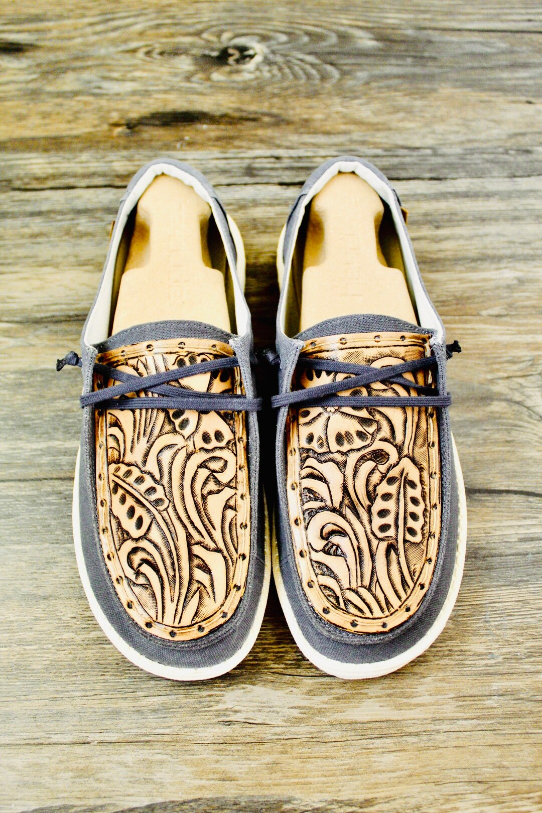 Hand Tooled Leather Shoes Customized With Your Own Design - Etsy