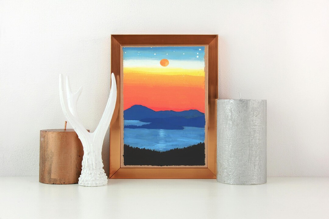 Instant Download Orange Moon Painting Wall Art - Etsy