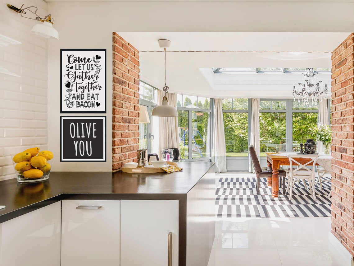 Come Let Us Gather Together & Eat Bacon Printable Sign | Funny Kitchen ...