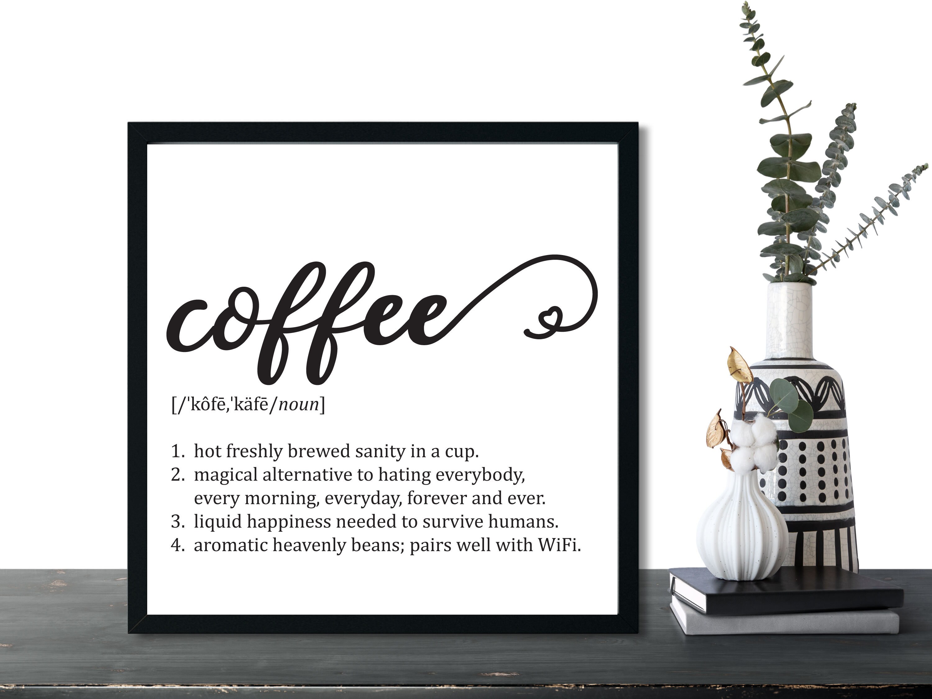 Coffee Definition Printable Sign Funny Coffee Kitchen Signs Coffee Bar ...