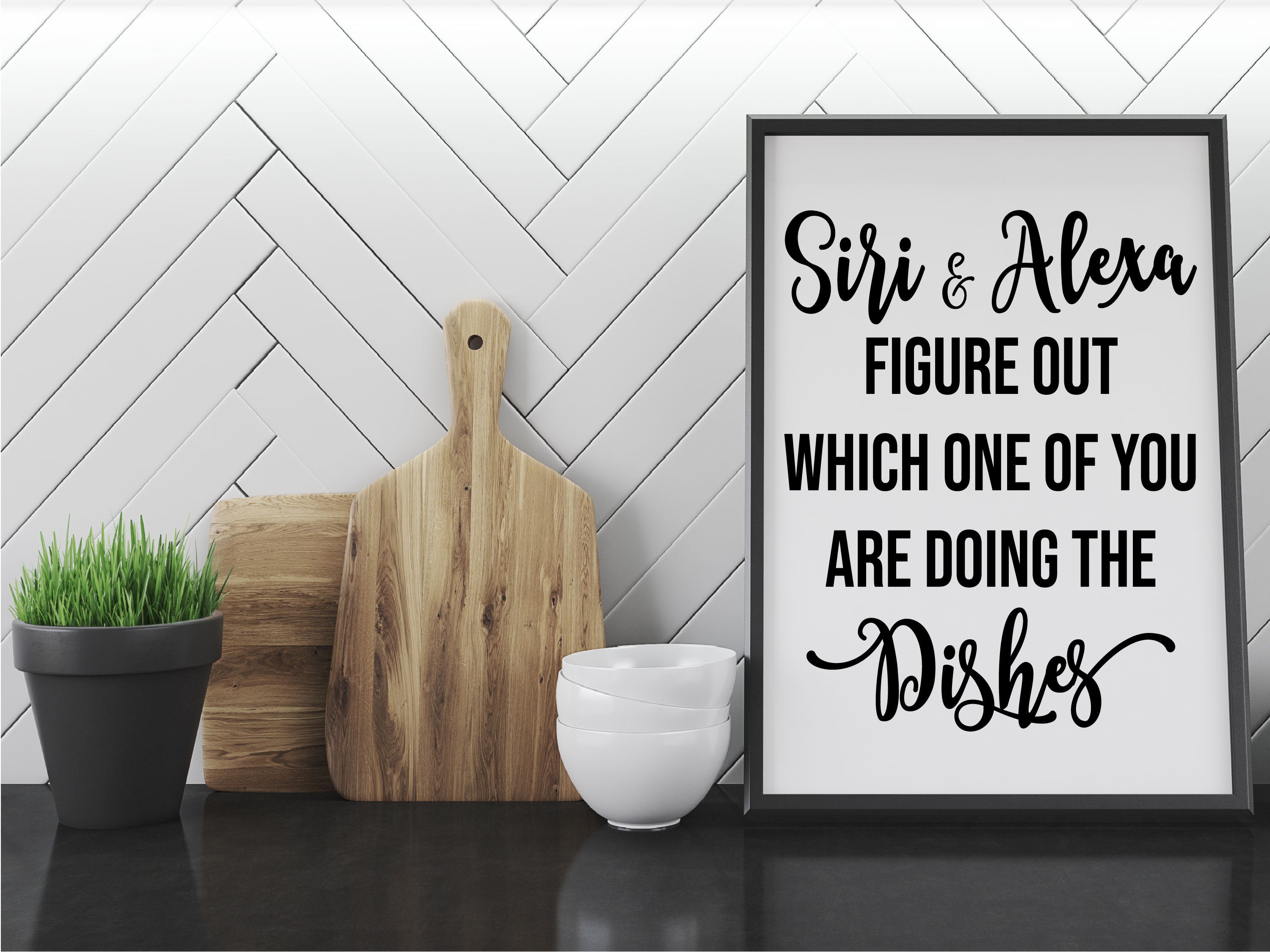 Siri and Alexa Which One of You Are Doing the Dishes Printable Kitchen ...