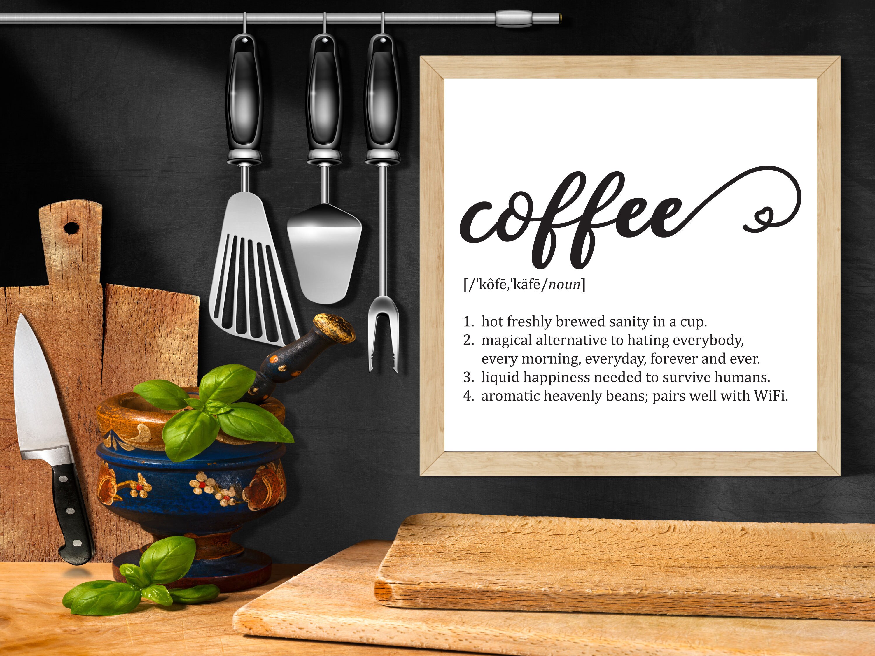 Coffee Definition Printable Sign | Funny Coffee Kitchen Signs | Coffee ...
