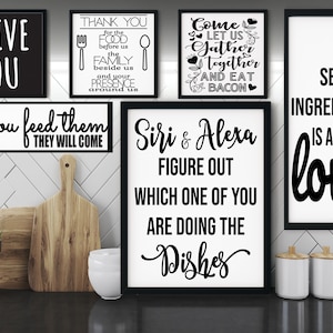 Come Let Us Gather Together & Eat Bacon Printable Sign | Funny Kitchen ...