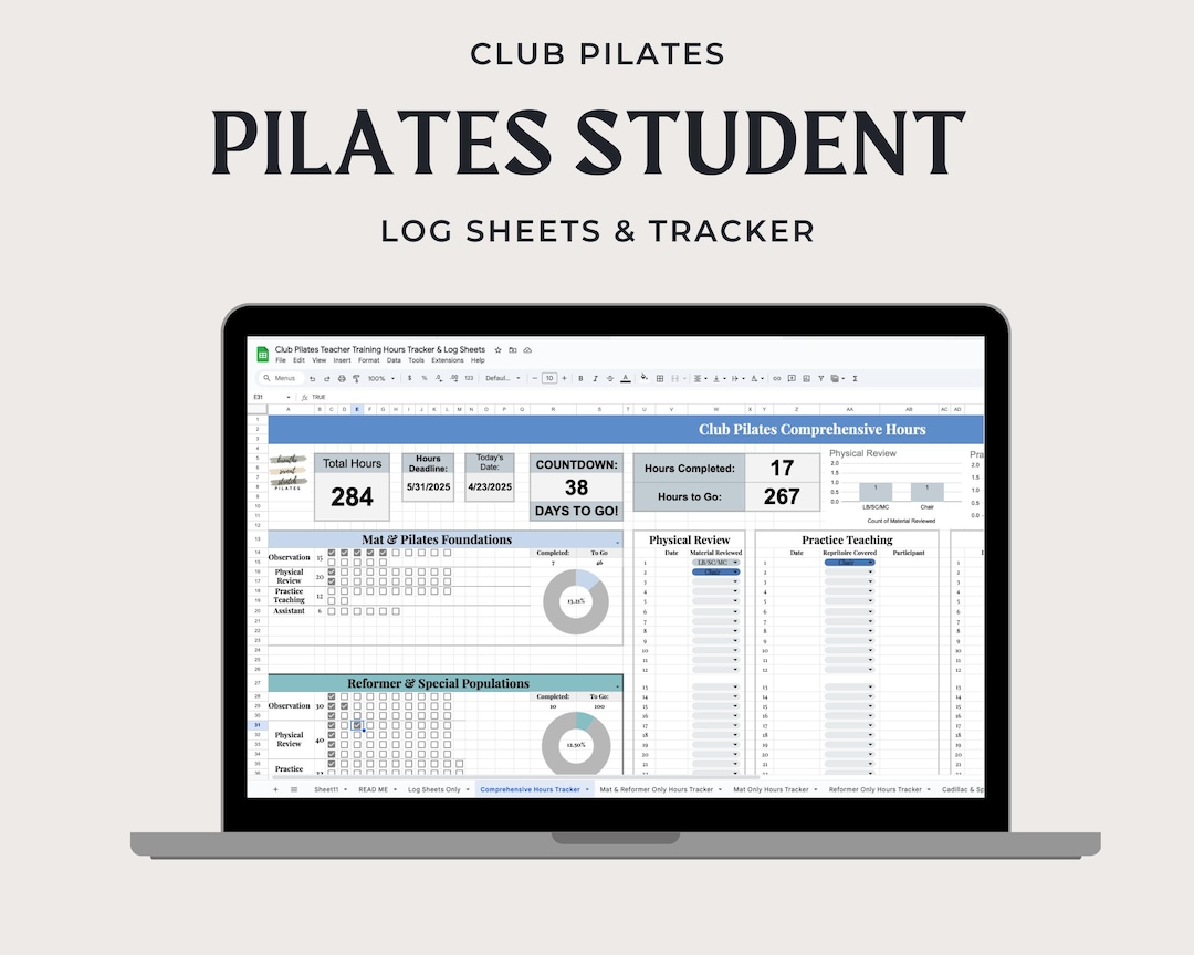 Club Pilates Teacher Training Log Sheet & Tracker - Etsy