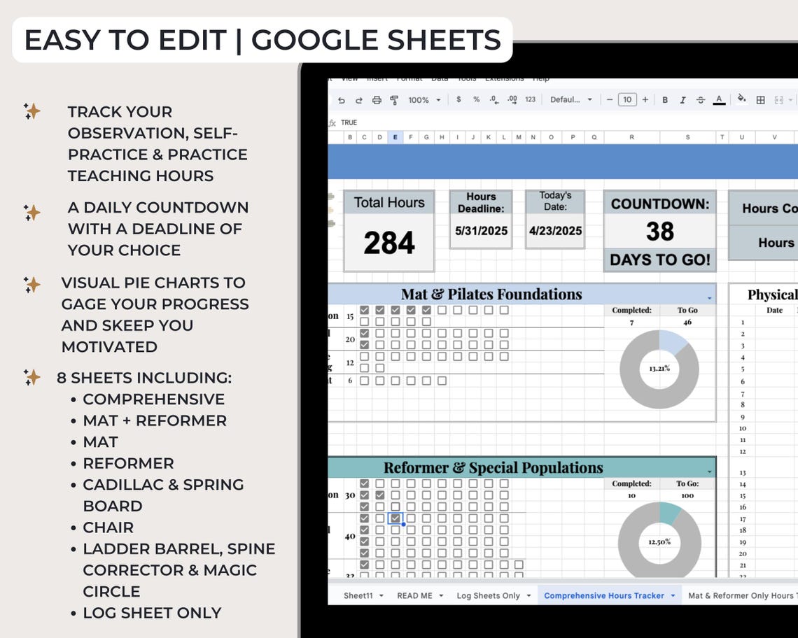 Club Pilates Teacher Training Log Sheet & Tracker - Etsy