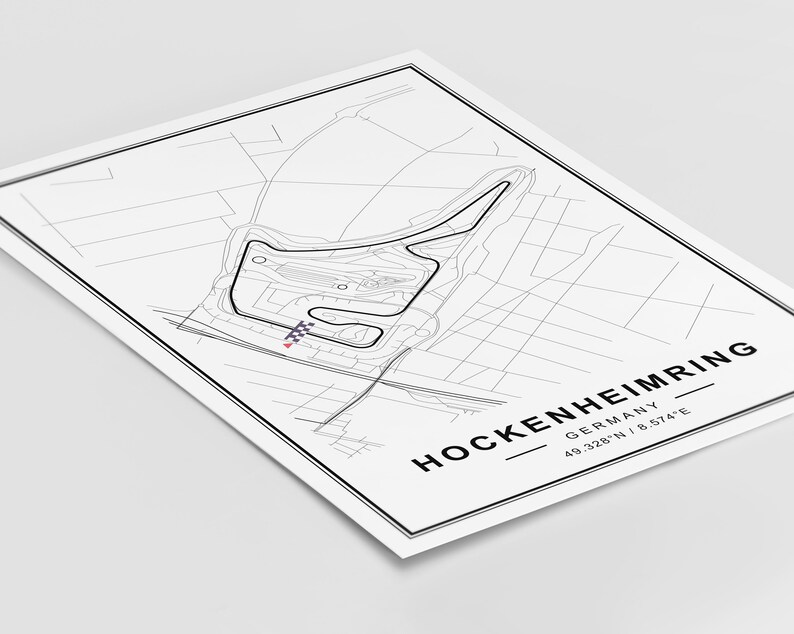 Formula 1 Hockenheimring Circuit Print circuit Map Poster - Etsy