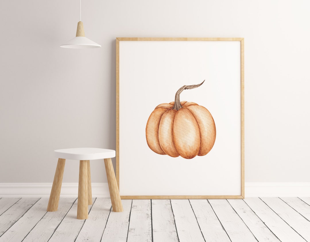 Watercolor Pumpkin Print, Fall Printable Wall Art, Pumpkin Print Set ...