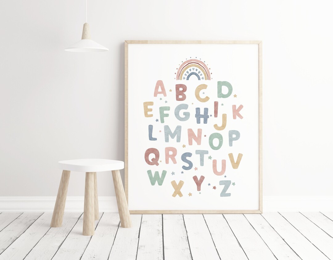 Rainbow Alphabet Print, Alphabet Poster, ABC Print,neutral Nursery ...