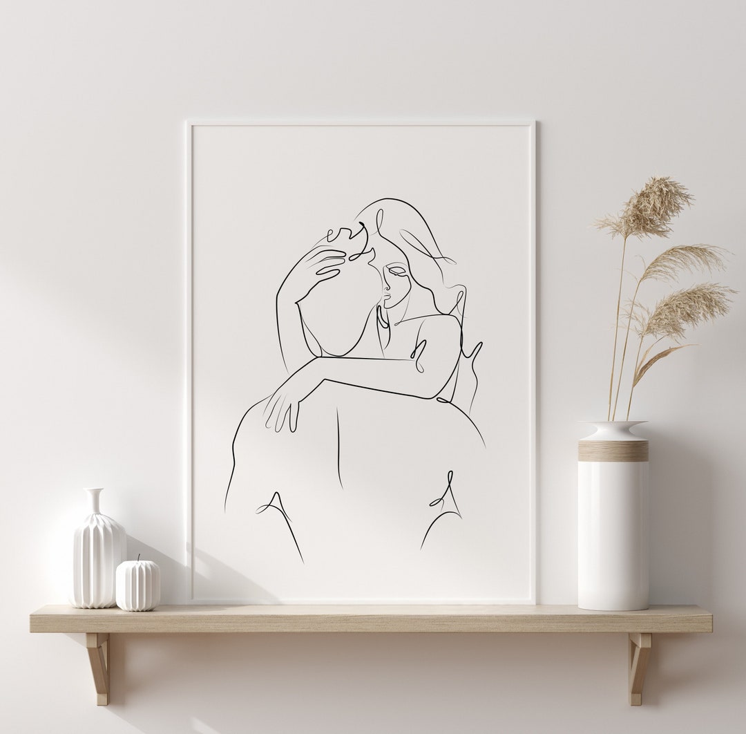Couple Line Art,couple One Line Drawing,erotic Line Art Print ...