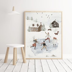 Ice Skating Print,christmas Print, Christmas Sign,winter Christmas ...