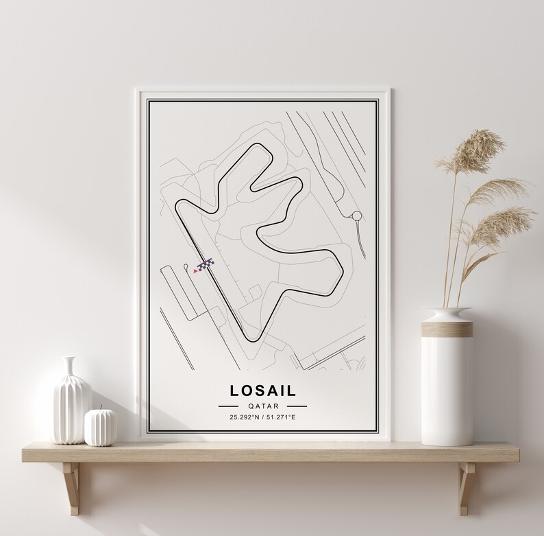 Formula 1 Qatar Circuit Print Losail Map Poster F1 Circuit | Etsy