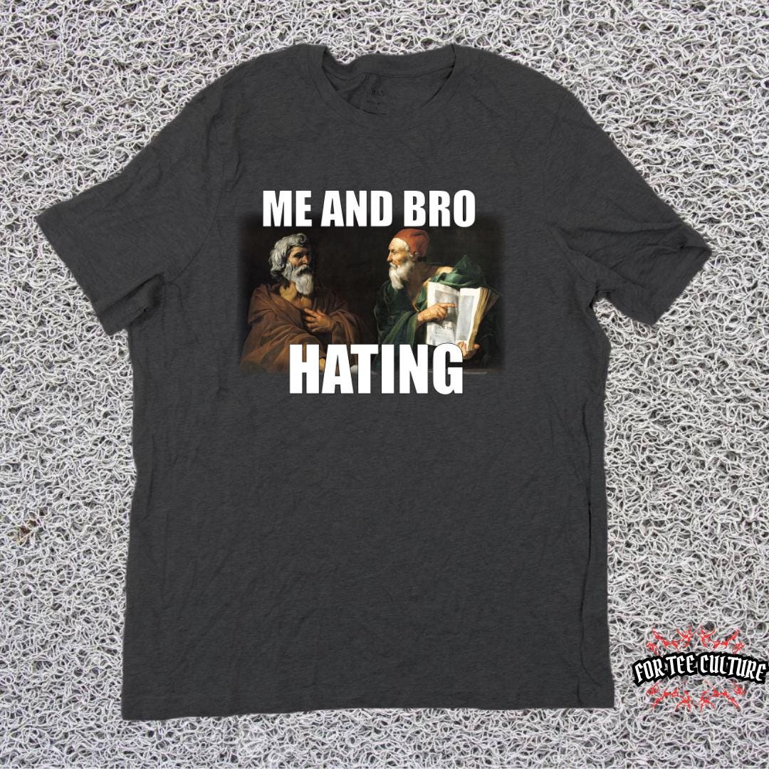 Funny Meme T-shirt Vintage 1800s Painting Satire ' We and Bro Hating ...