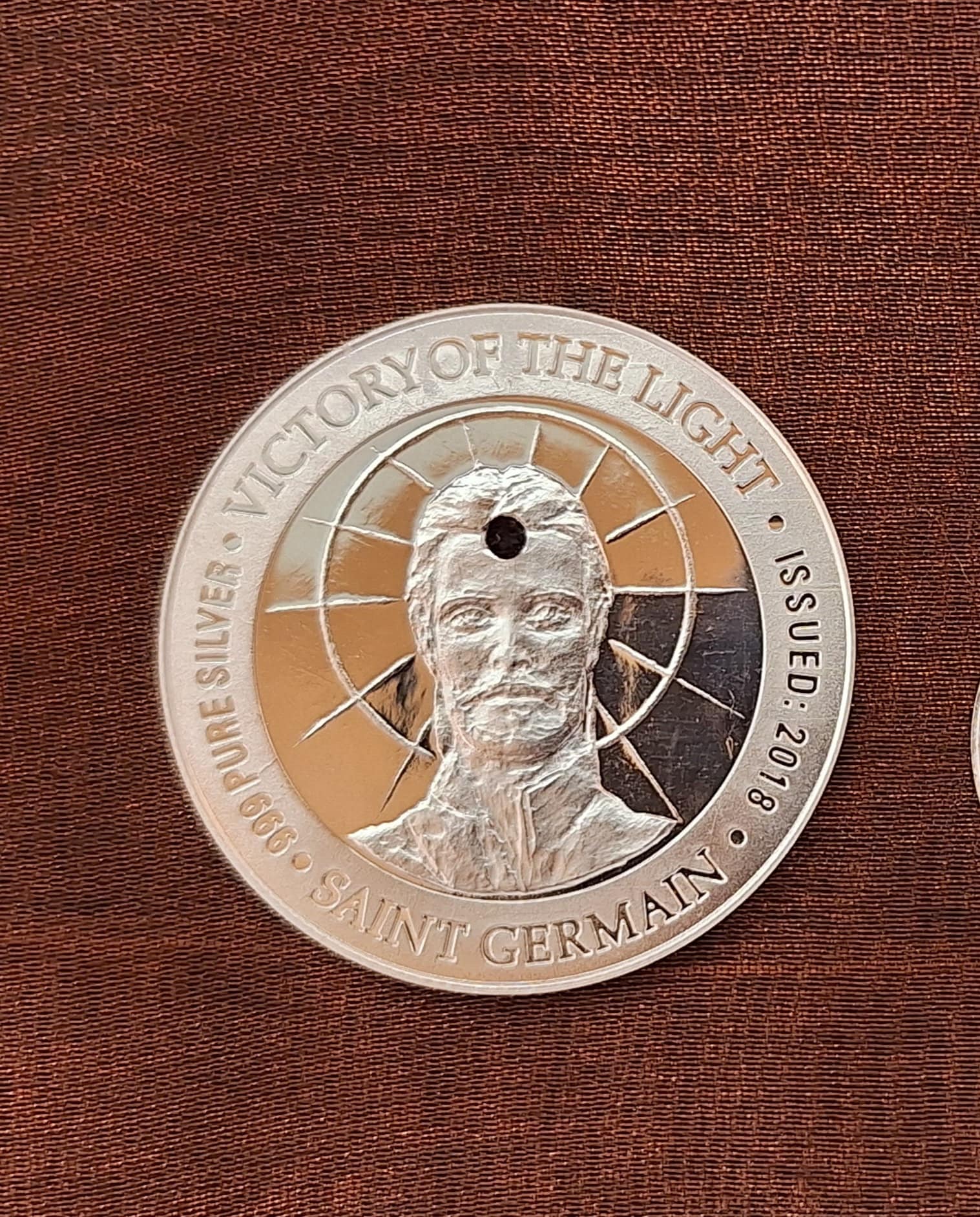 St. Germain Silver Coin With Amethyst Crystal - Etsy