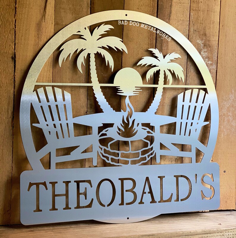 Beach Fire Pit Monogram Bad Dog Metalworks Home Décor - Etsy