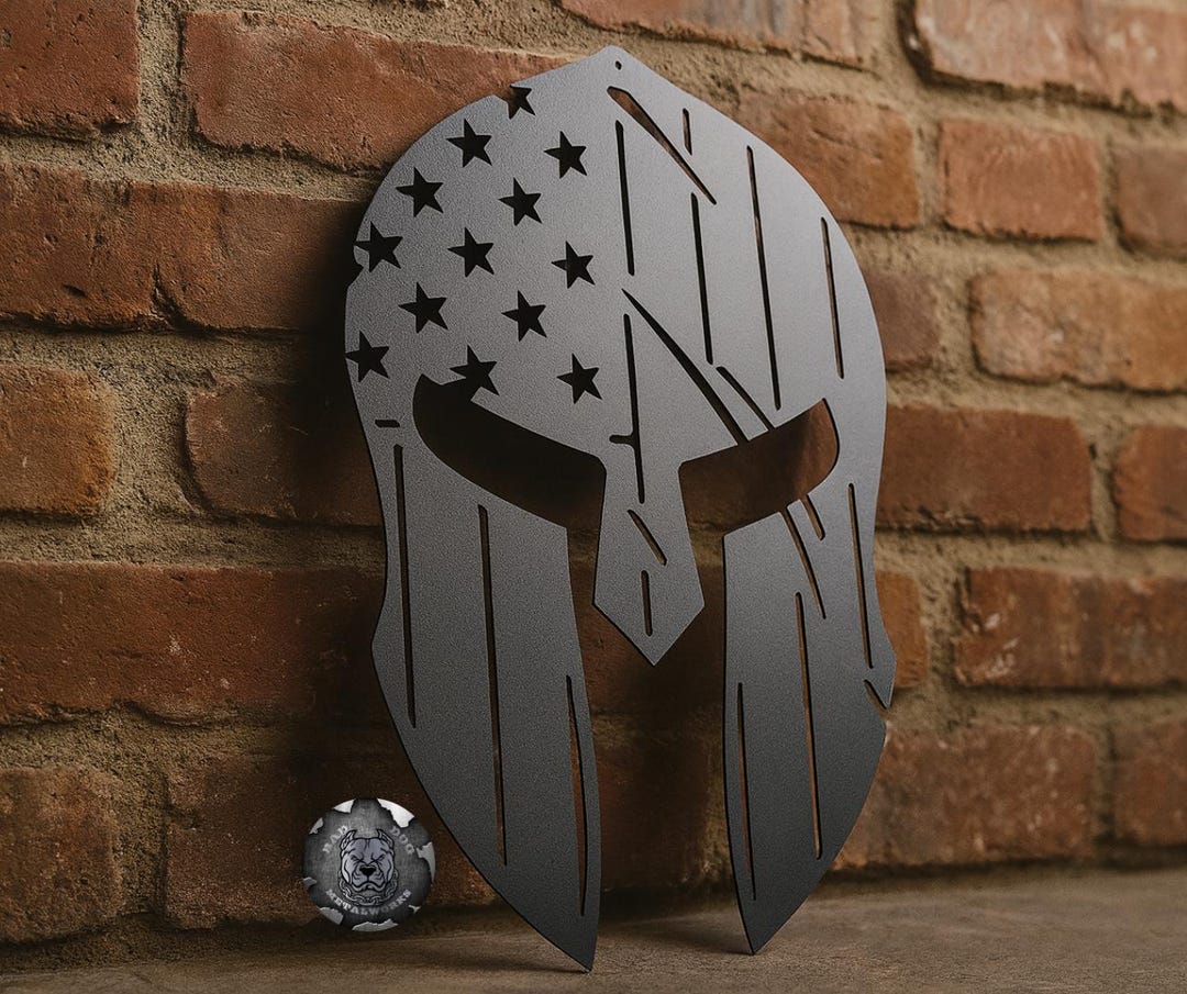 Patriotic Spartan Mask - Bad Dog Metalworks Home Decor - Patriotic Man ...