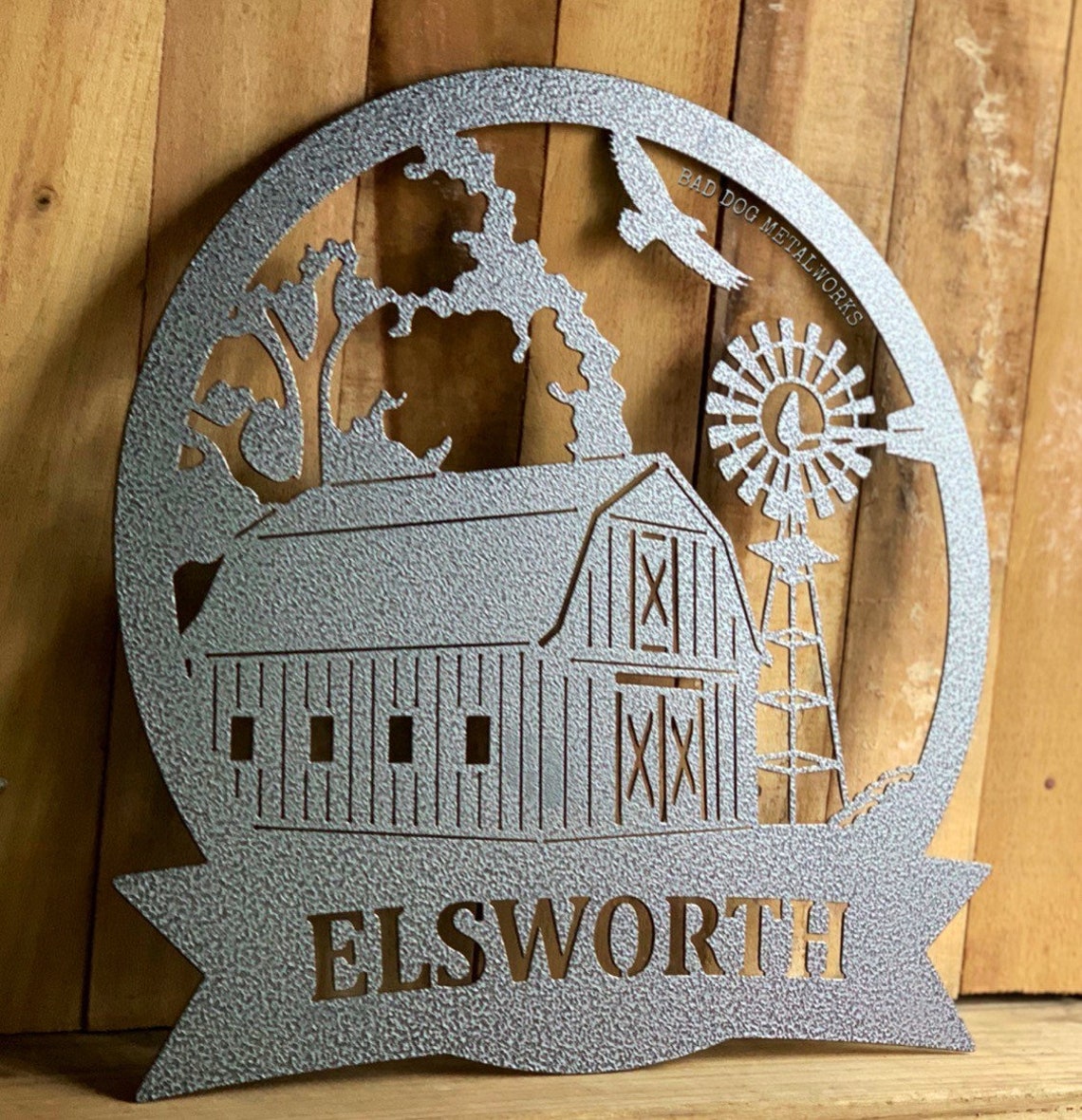 Barn and Windmill Farm Scene Personalized Monogram Bad Dog | Etsy