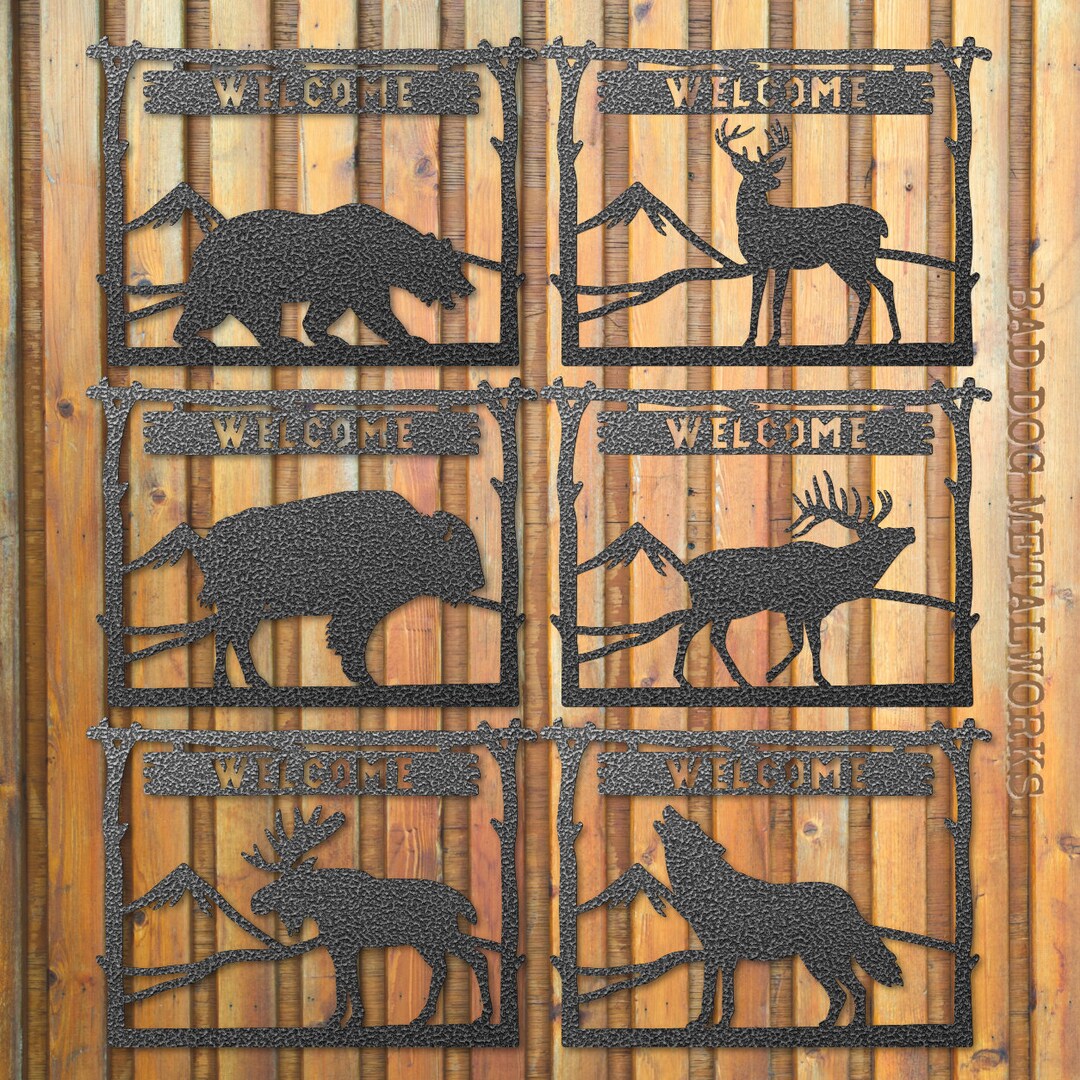 Wildlife Welcome Sign - Bad Dog Metalworks Home Décor - Country Cabin ...