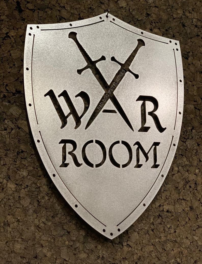 War Room Metal Shield Bad Dog Metalworks Home Decor Man | Etsy