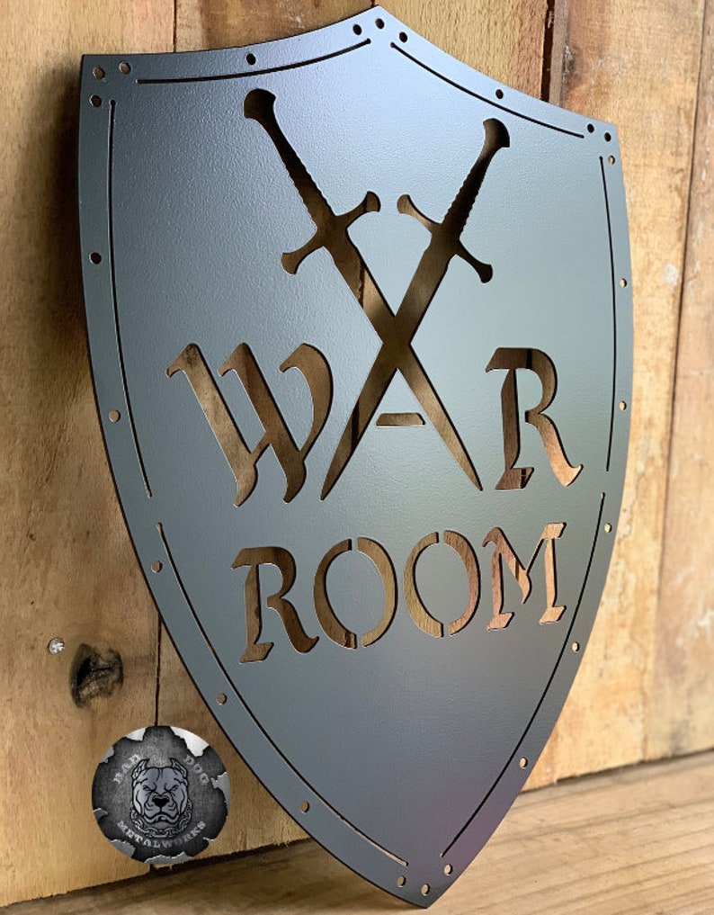 War Room Metal Shield - Bad Dog Metalworks Home Decor - Man Cave Decor ...