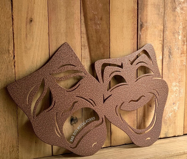Comedy and Tragedy Masks Metal Movie Theater Décor Bad Dog | Etsy