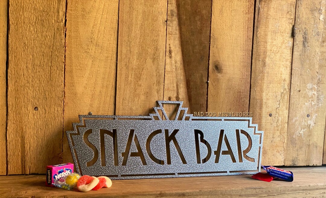 Retro Snack Bar Sign Movie Theater Decor - Bad Dog Metalworks Home ...