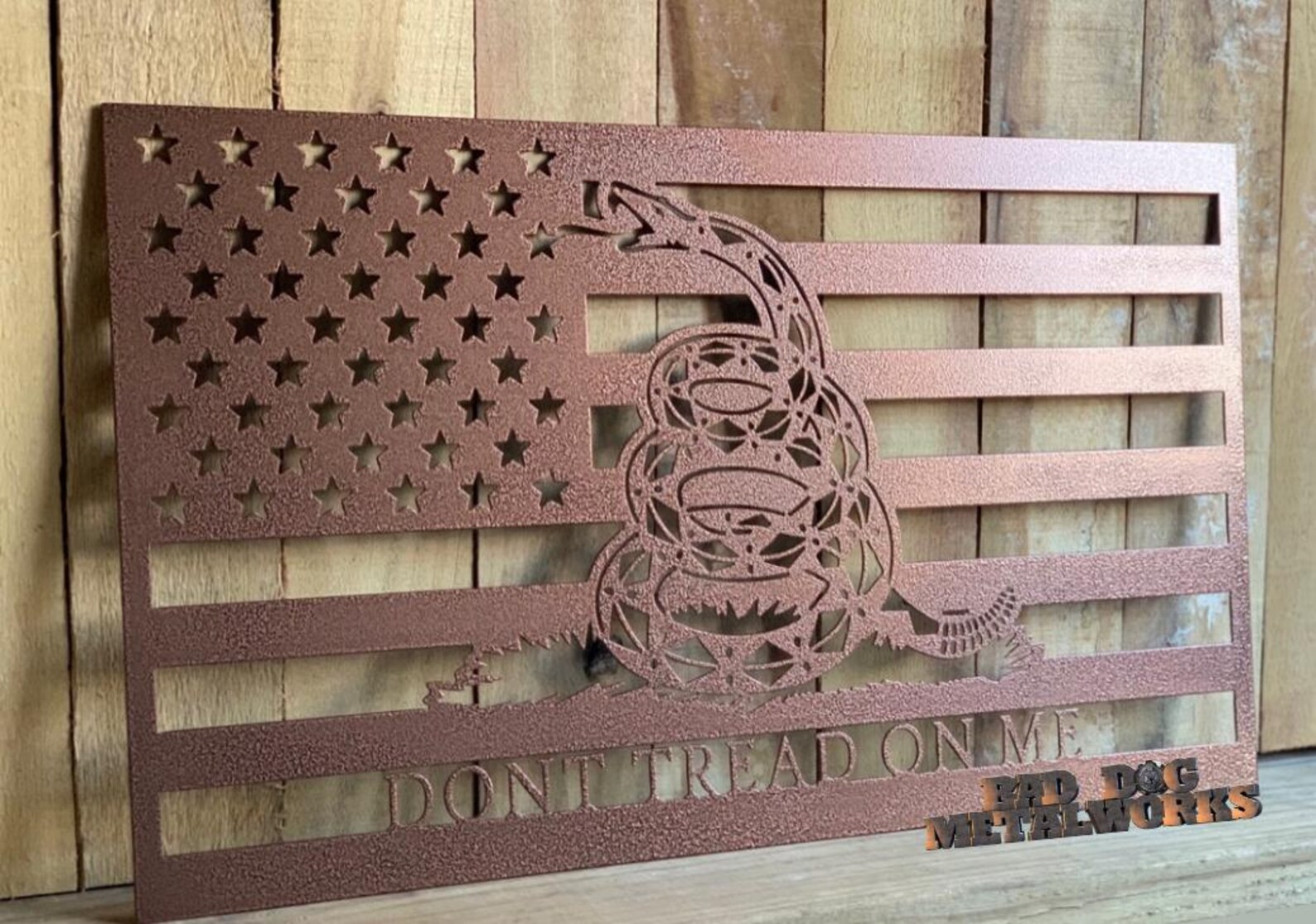 Gadsden Don't Tread on Me American Flag Patriotic Metal Sign - Bad Dog ...