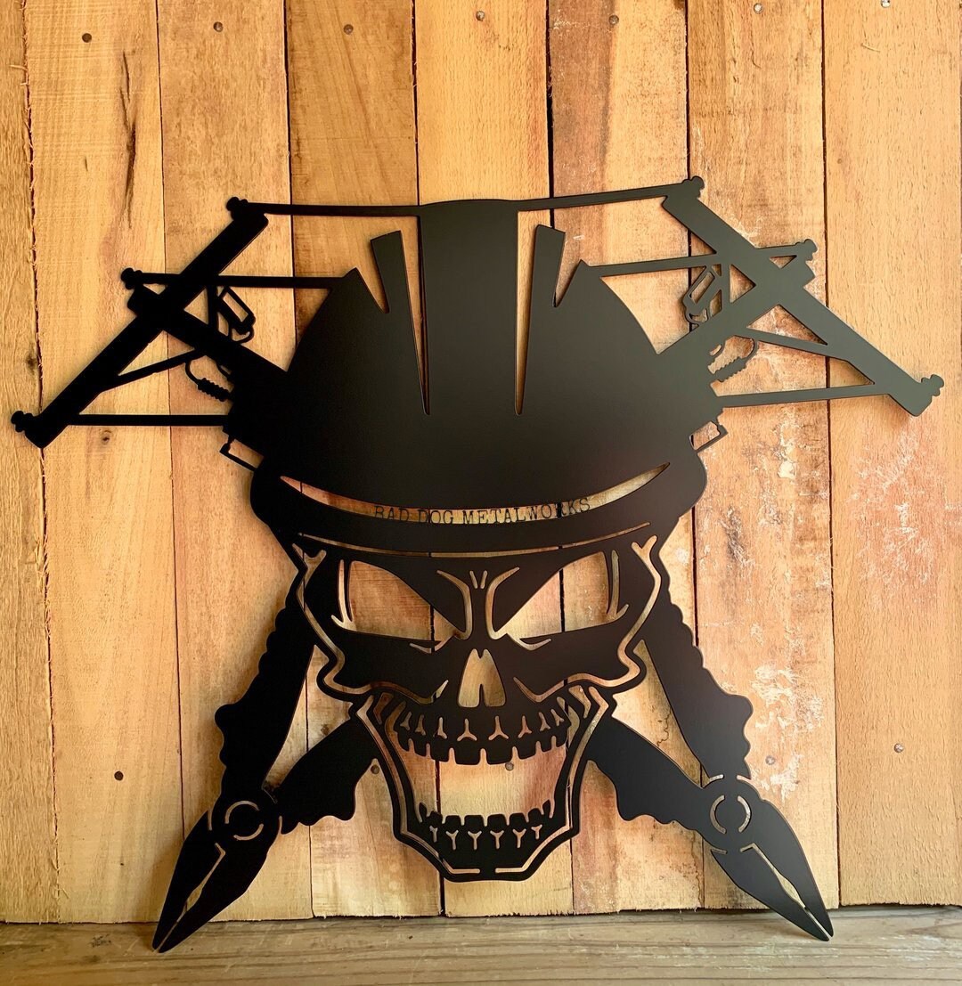 Lineman Skull Man Cave Decor Bad Dog Metalworks | Etsy