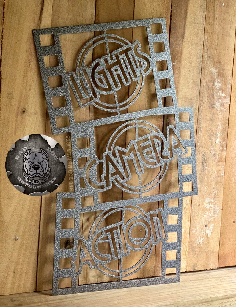 Lights Camera Action Countdown Collage Metal Home Theater Sign | Etsy
