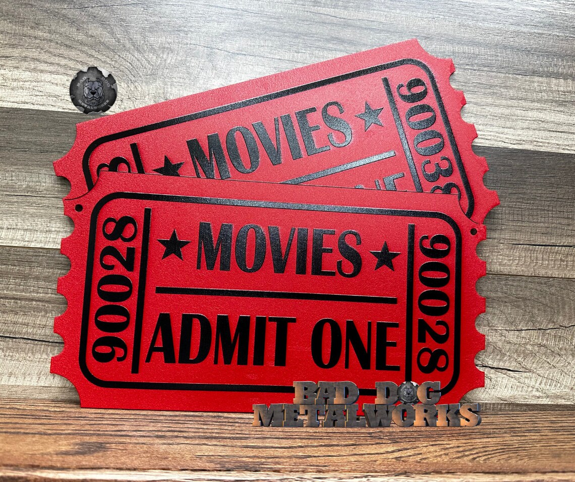 Admit One Movie Ticket Movie Theater Decor - Bad Dog Metalworks Home ...