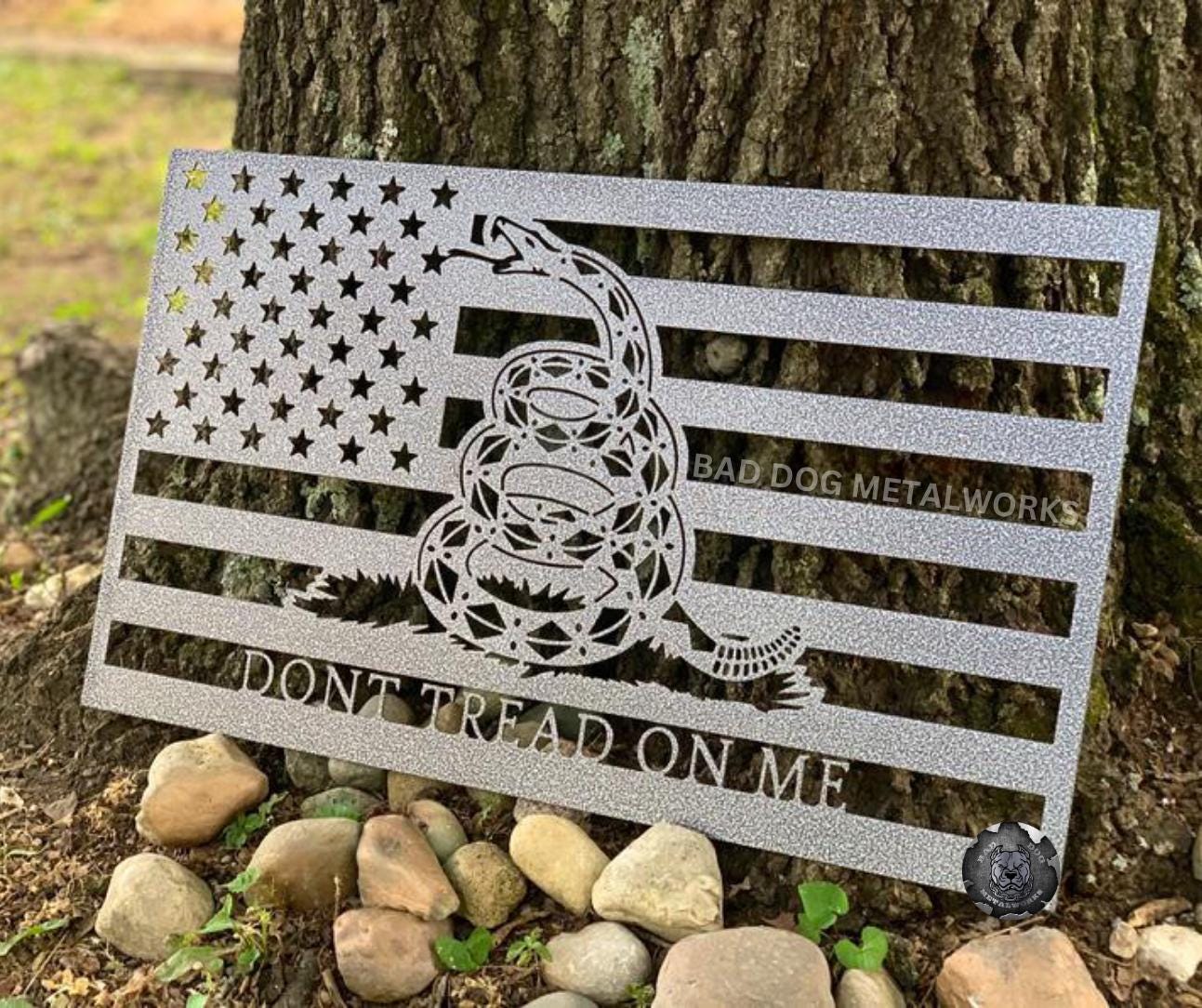 Gadsden Don't Tread on Me American Flag Patriotic Metal Sign - Bad Dog ...