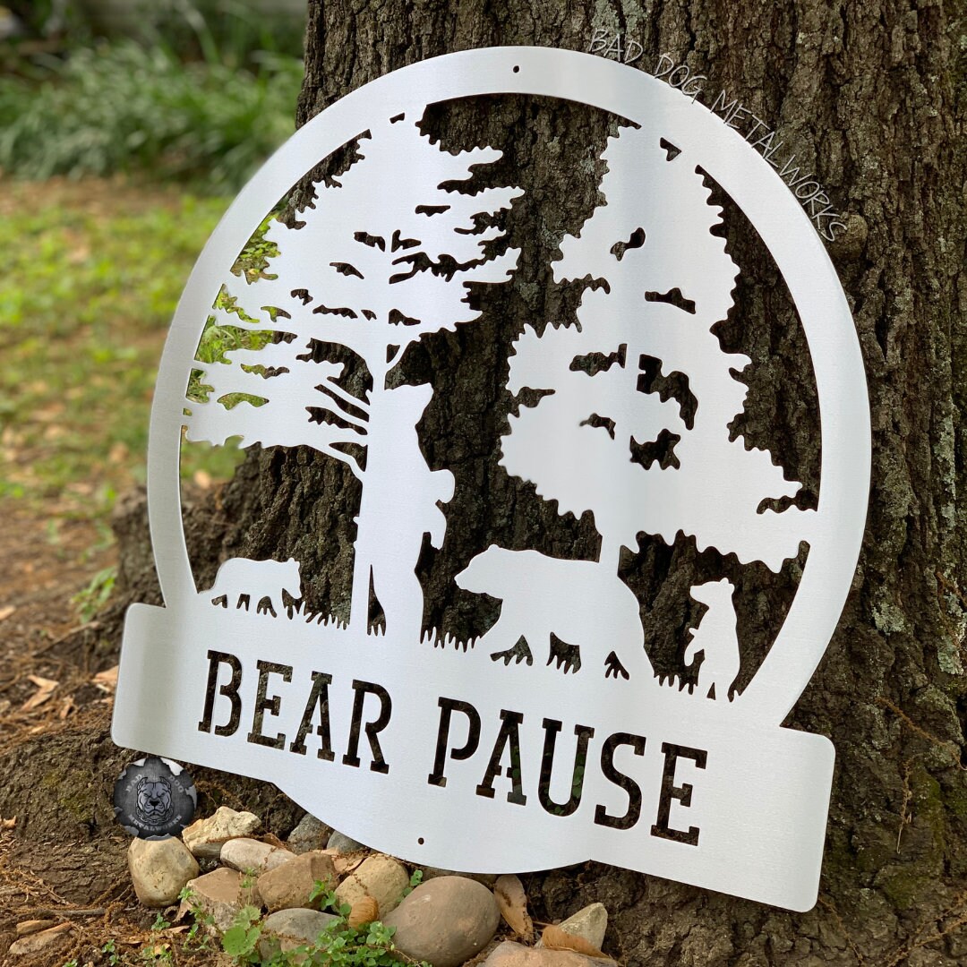 Bear Family Monogram Metal Art - Bad Dog Metalworks Home Decor ...