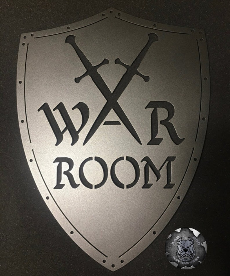War Room Metal Shield - Bad Dog Metalworks Home Decor - Man Cave Decor ...