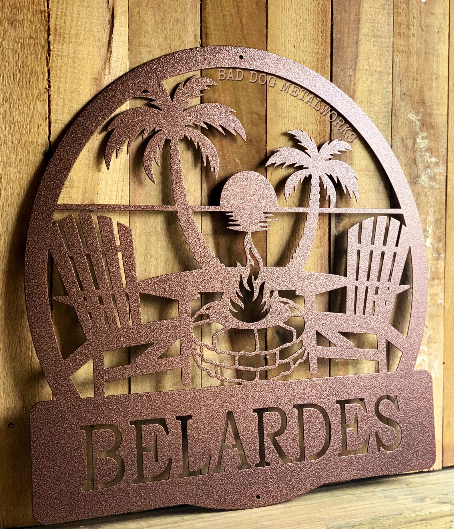 Beach Fire Pit Monogram Bad Dog Metalworks Home Décor - Etsy