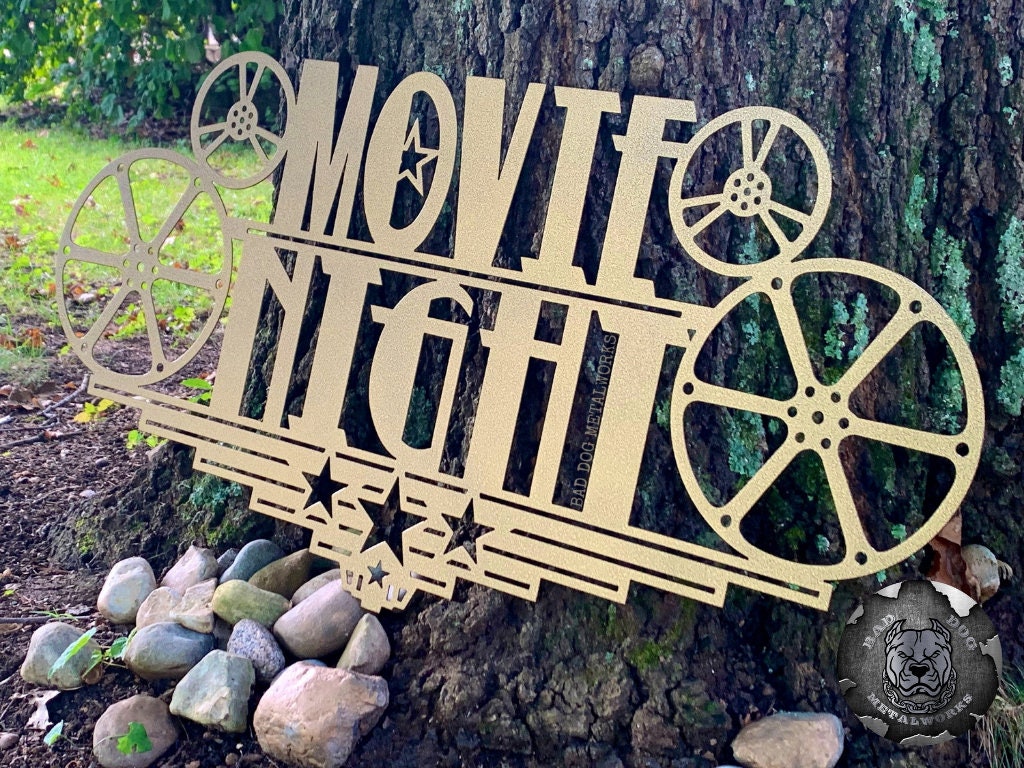 Movie Night Metal Sign Movie Theater Decor Bad Dog | Etsy