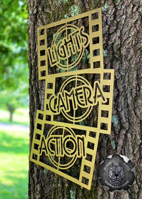Lights Camera Action Countdown Collage Metal Home Theater Sign | Etsy