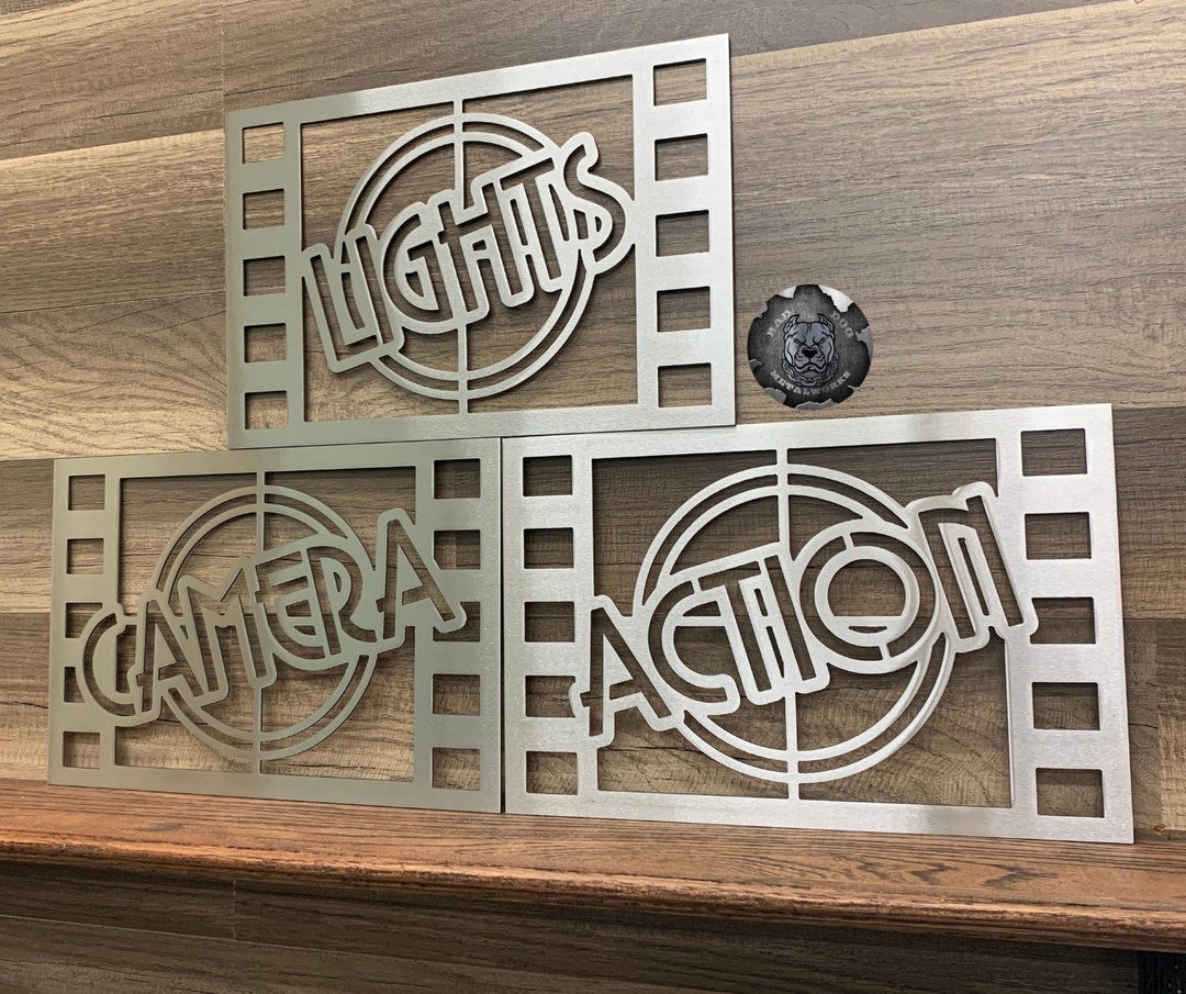 Lights Camera Action Countdown Strips - Metal Home Theater Decor - Bad ...